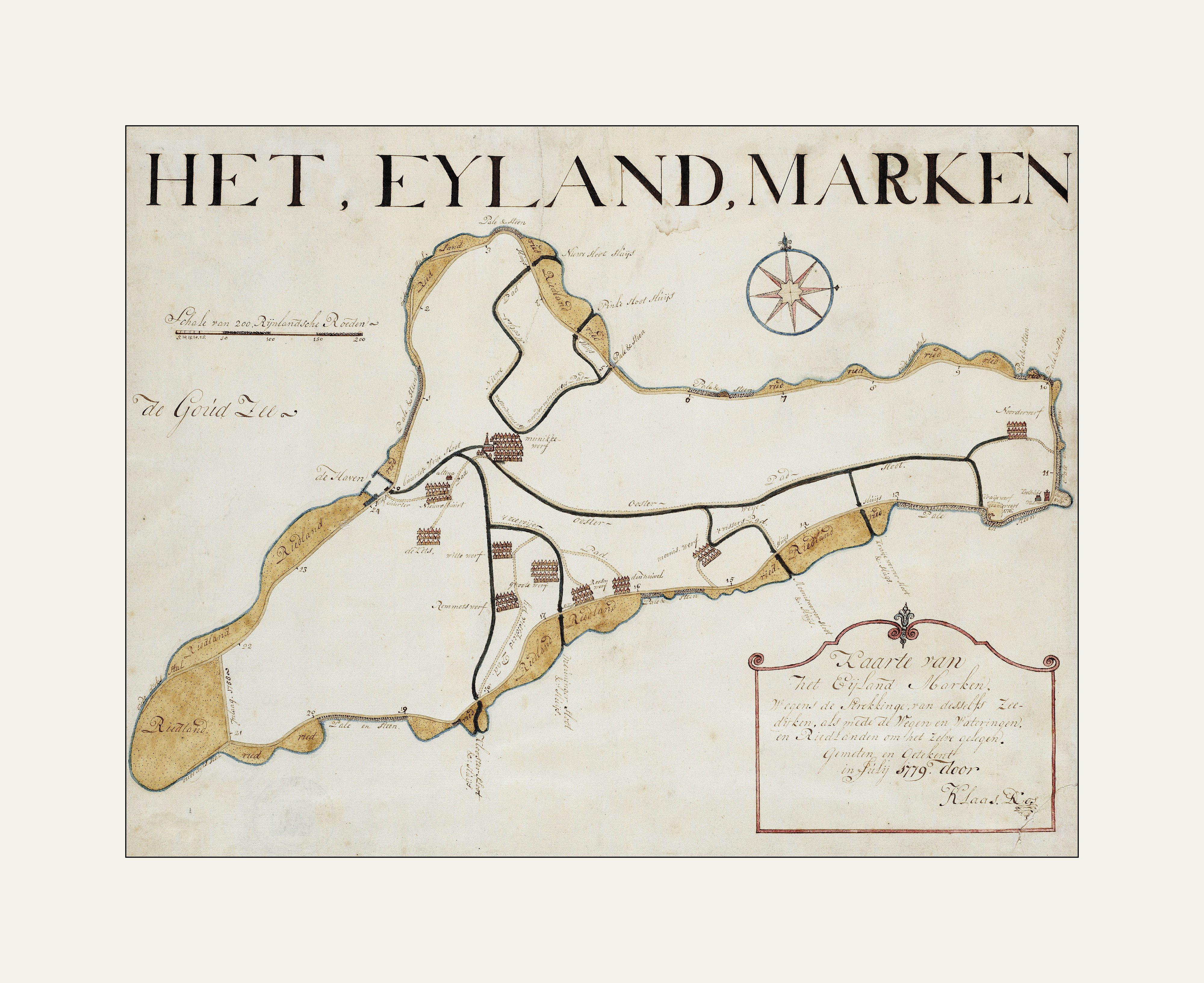 Oude kaart van het eiland Marken | Frisius