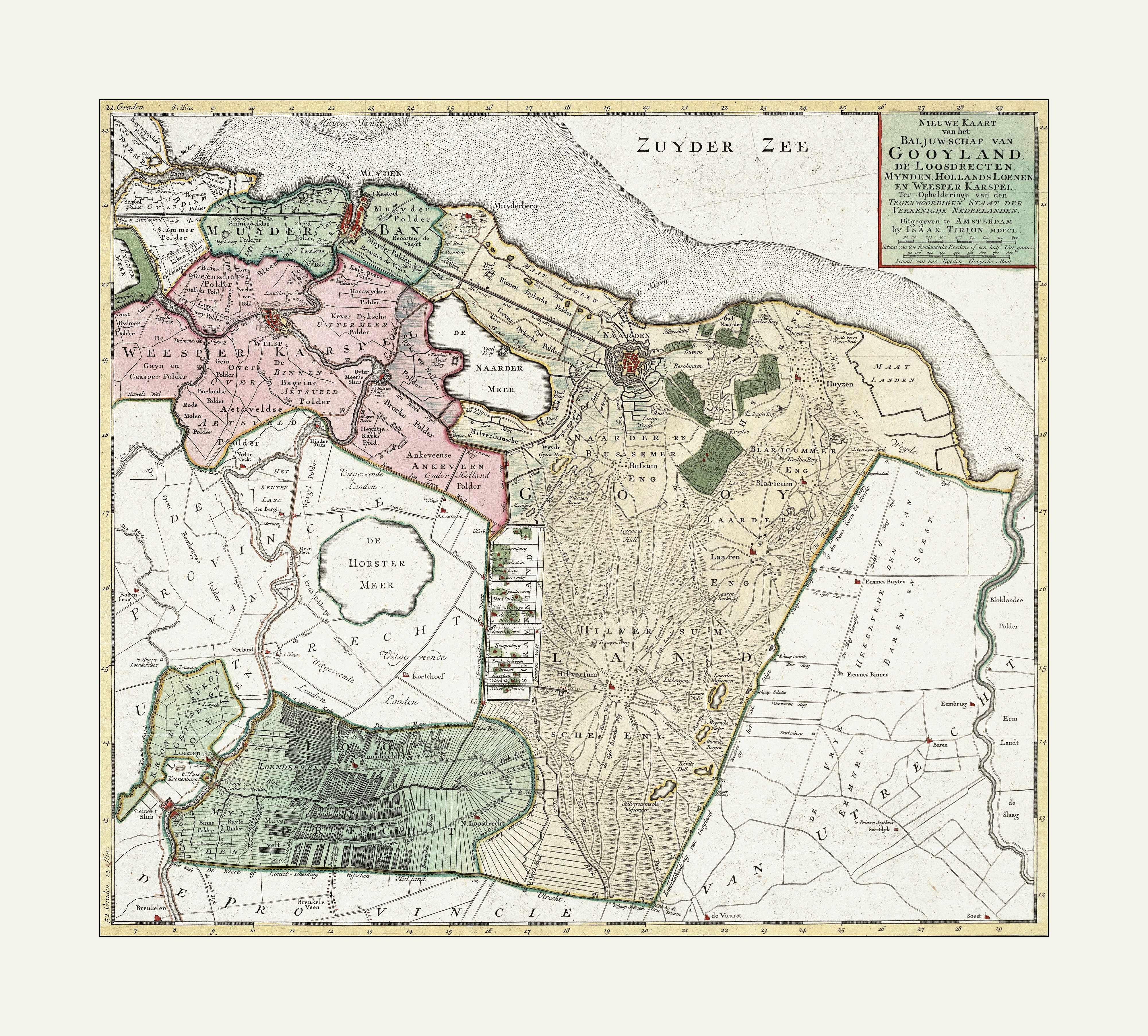 Historische kaart van het Gooi | Frisius