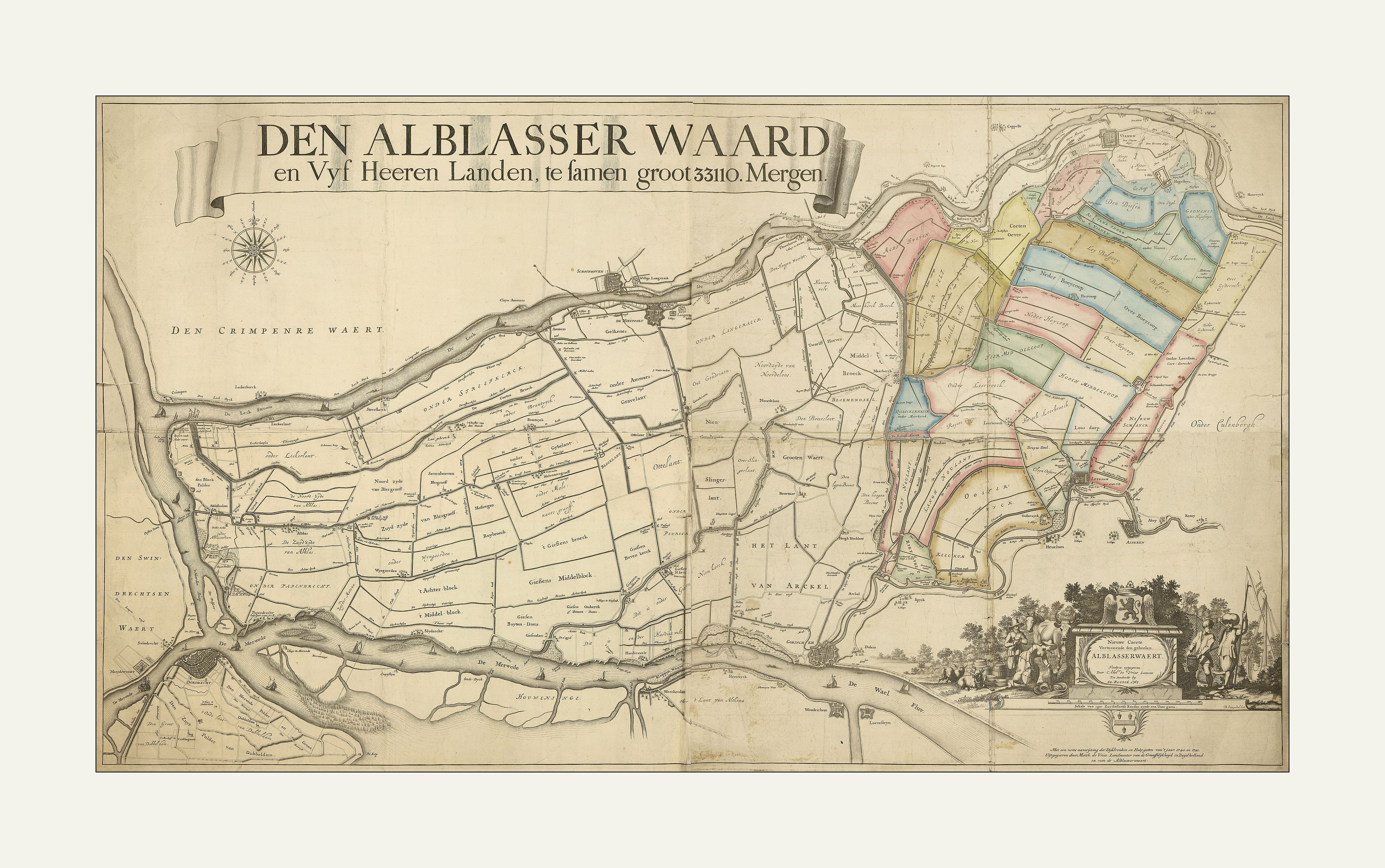 Historische kaart van de Alblasserwaard | Frisius
