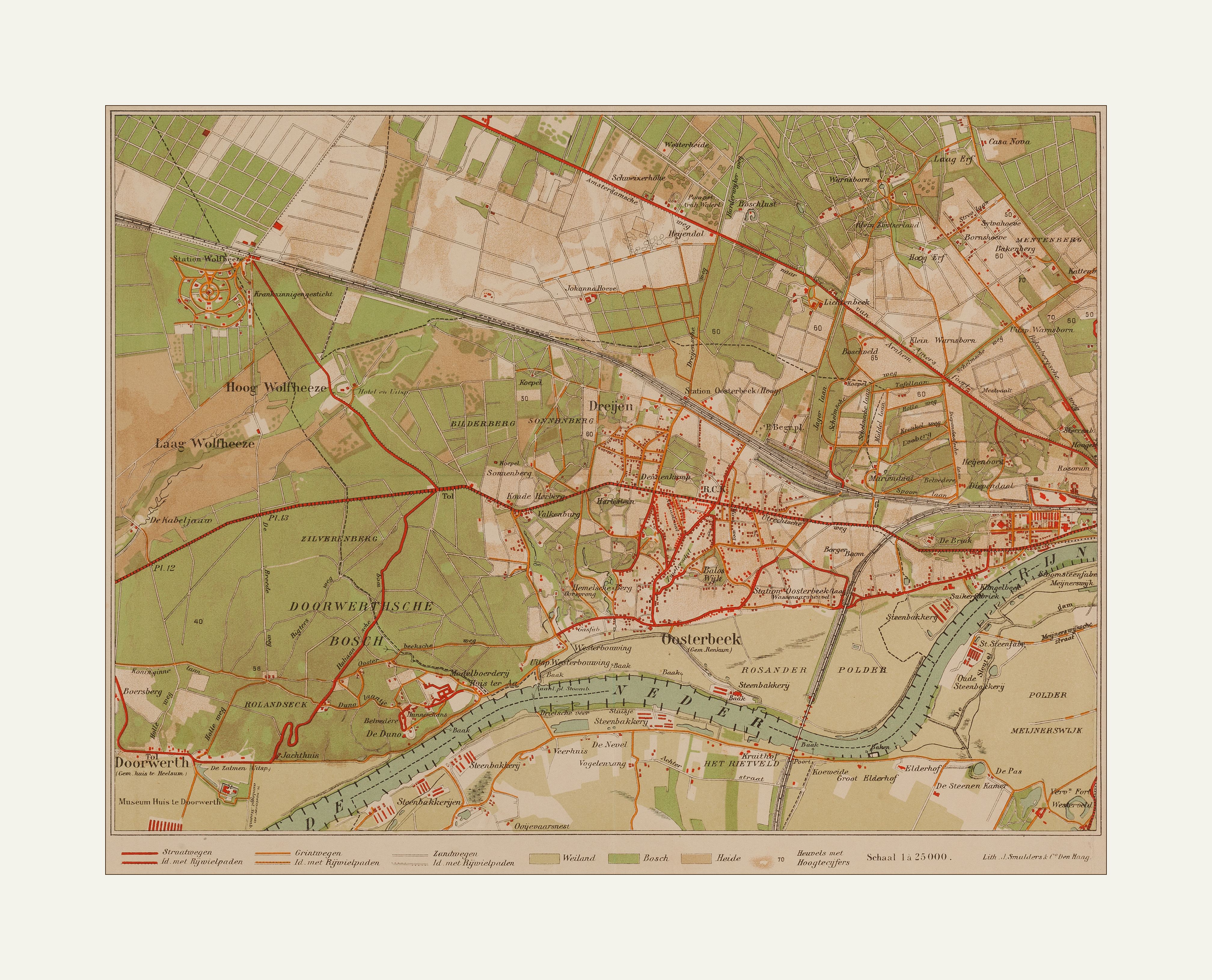 Historische kaart omgeving Oosterbeek | Frisius