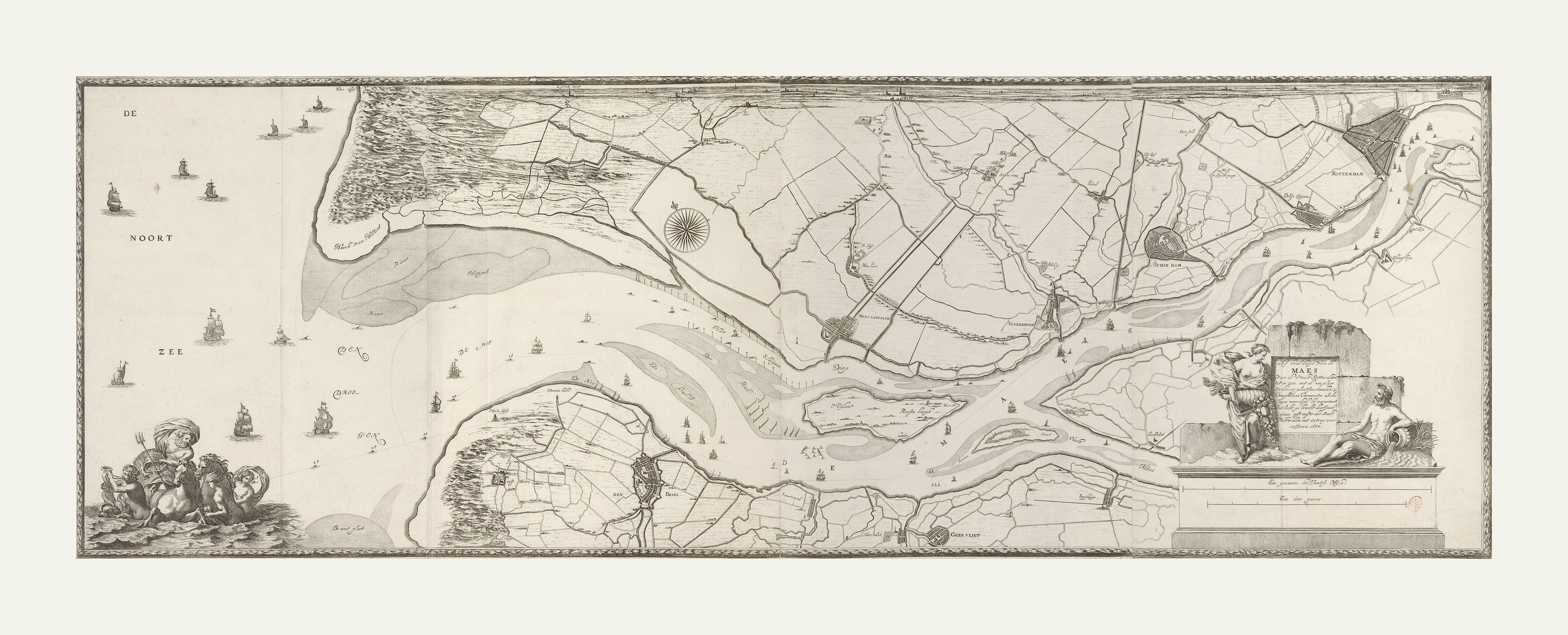 Oude kaart Maas en Maasmonding | Frisius