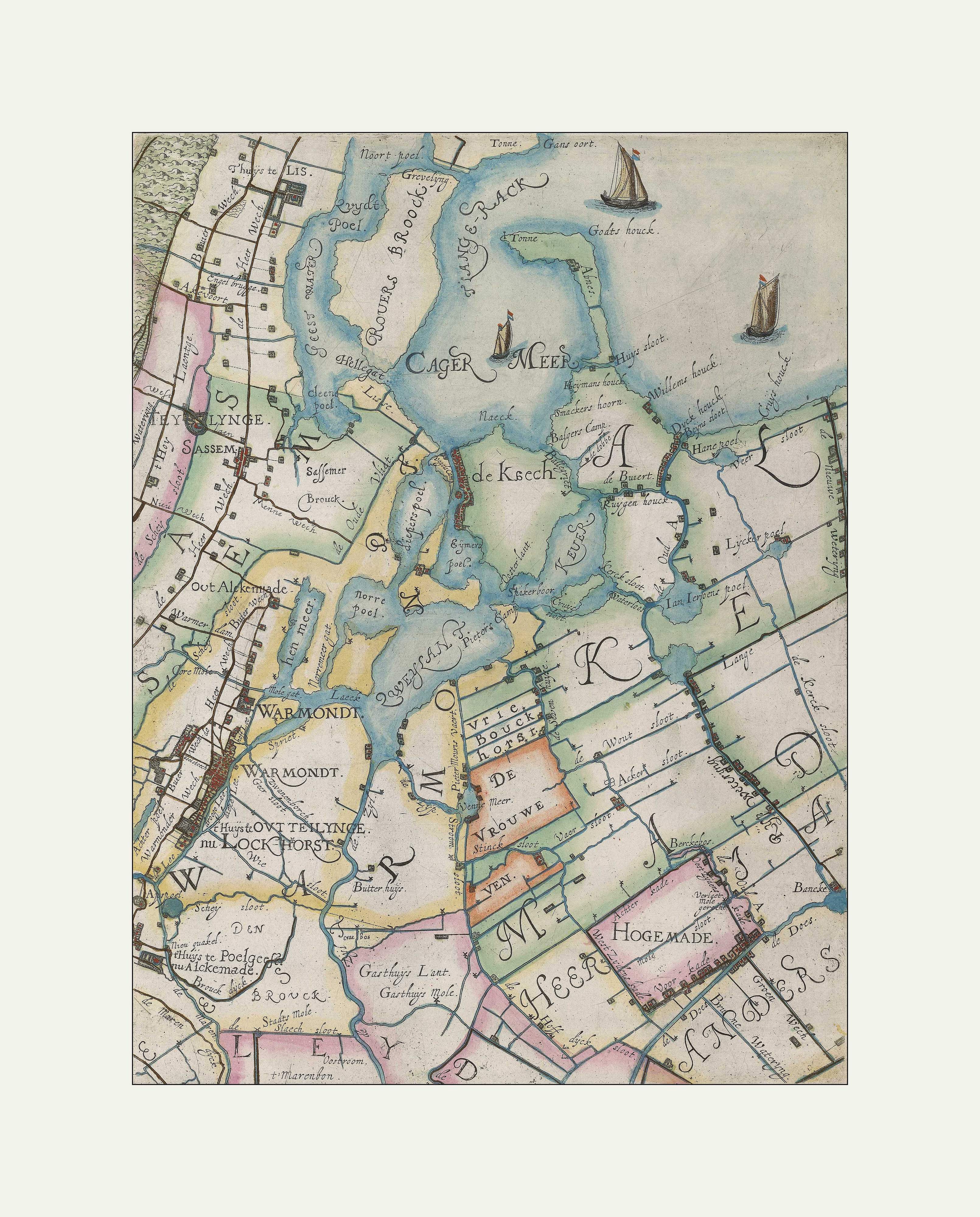 Historische kaart omgeving Warmond en Kaag | Frisius