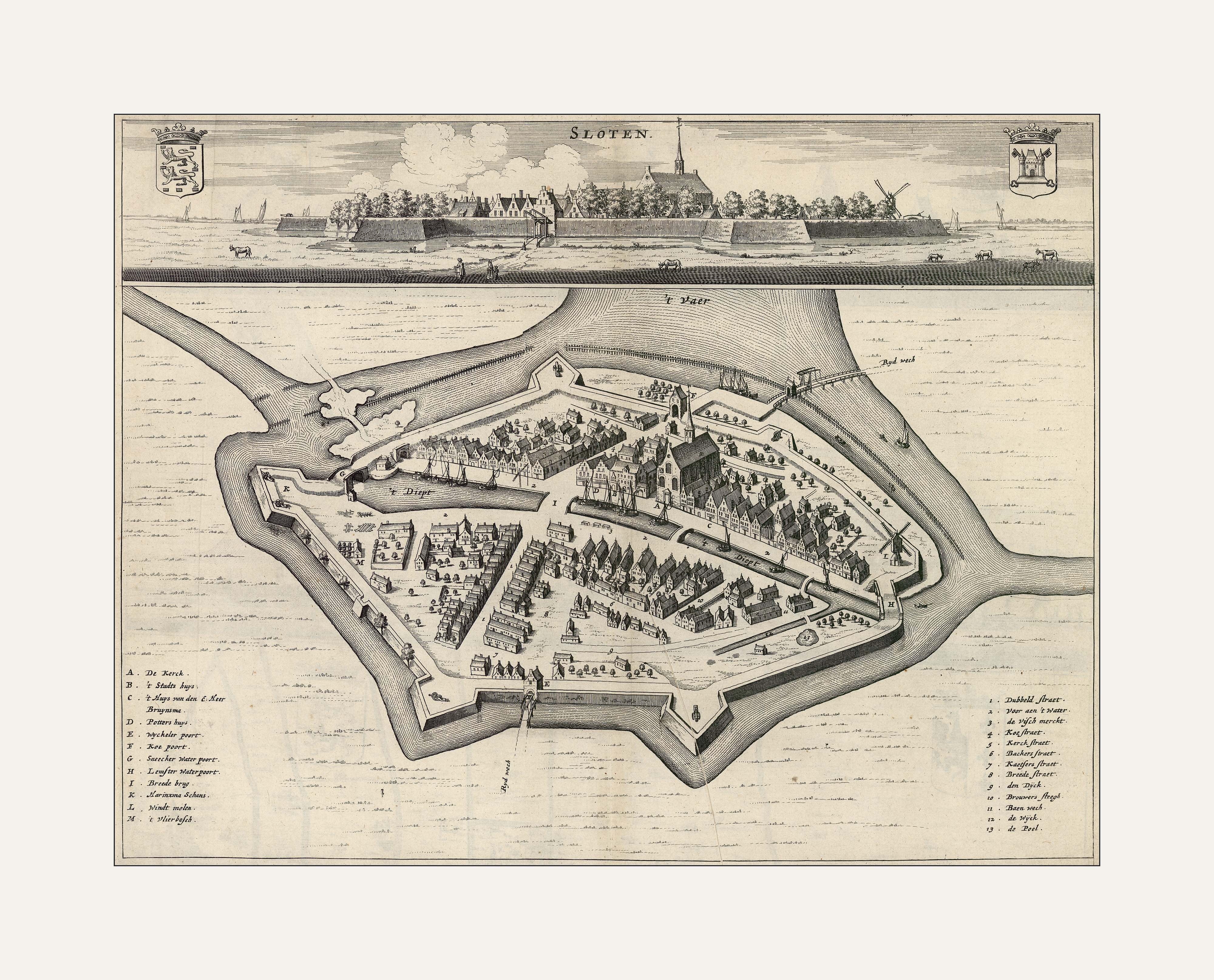 Historische kaart van Sloten door Schotanus | Frisius