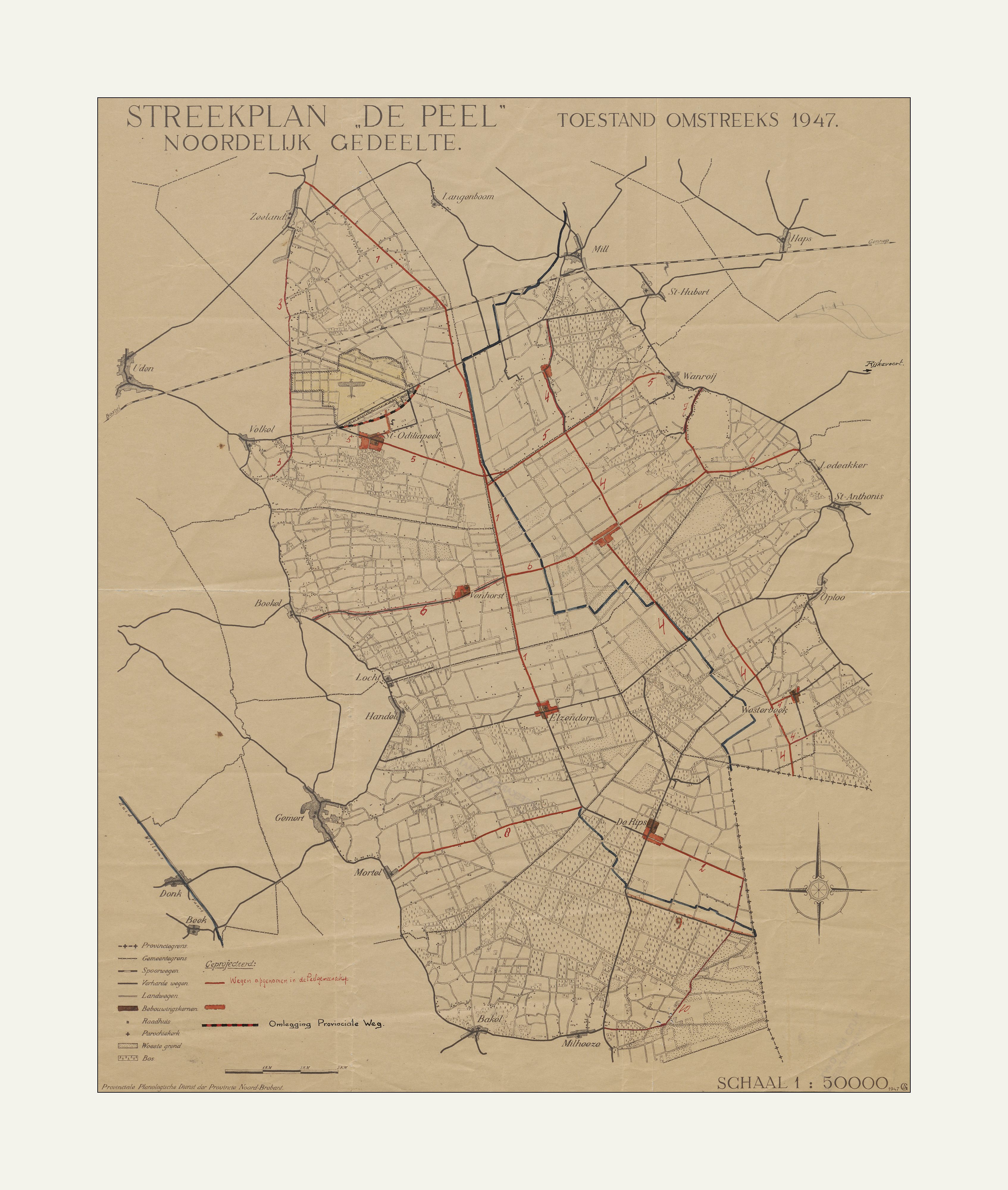 Historische kaart noordelijk deel De Peel | Frisius
