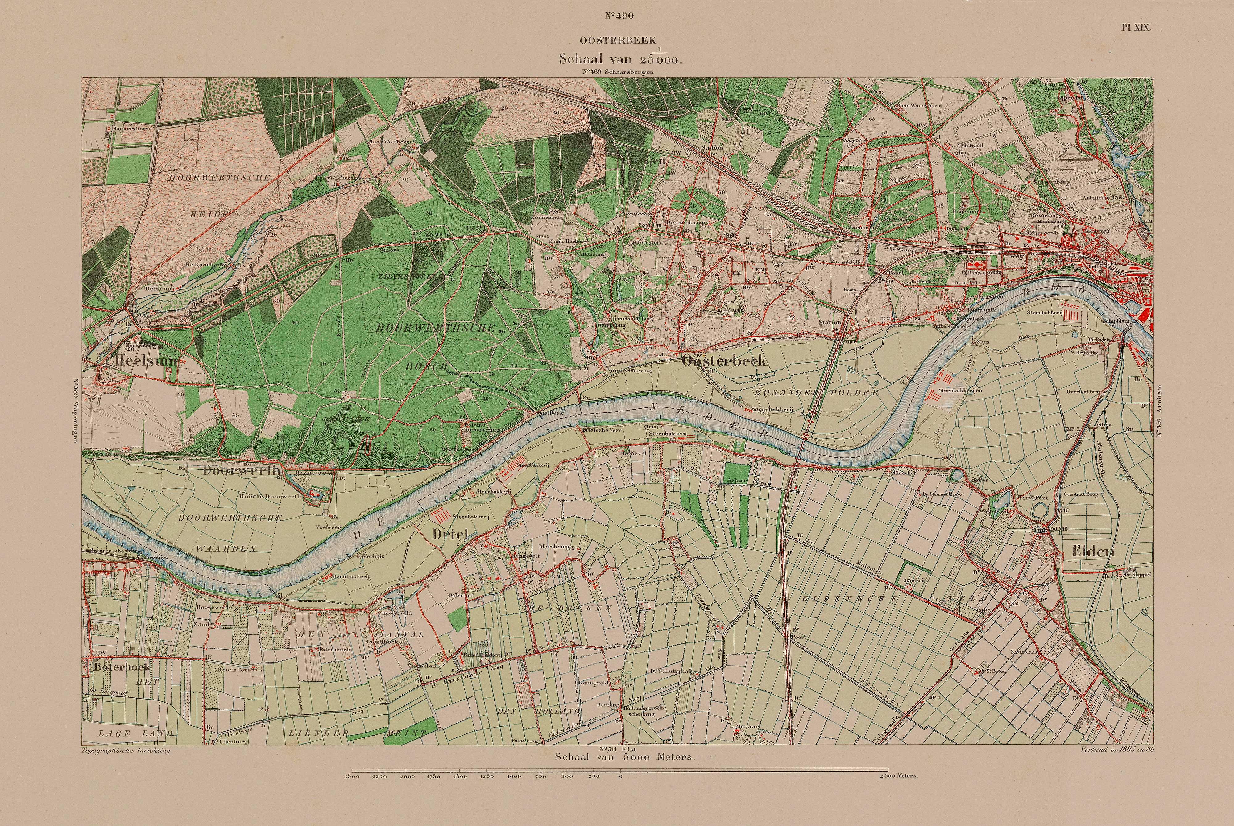 Historische kaart omgeving Oosterbeek | Frisius