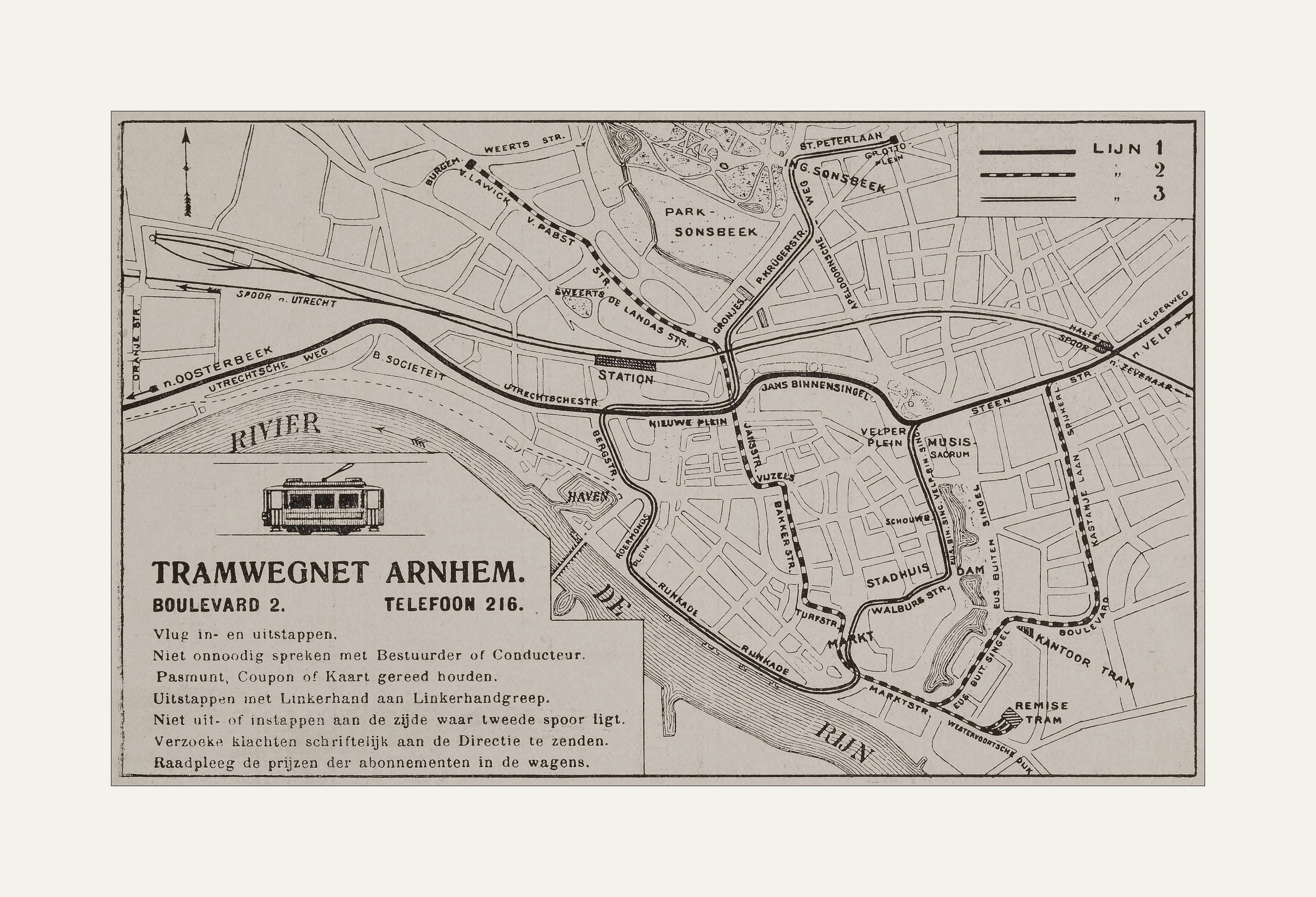 Historische kaarten Arnhem - Tramwegnet | Frisius